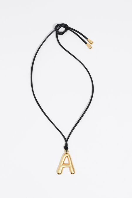 Matte gold letter A cord necklace