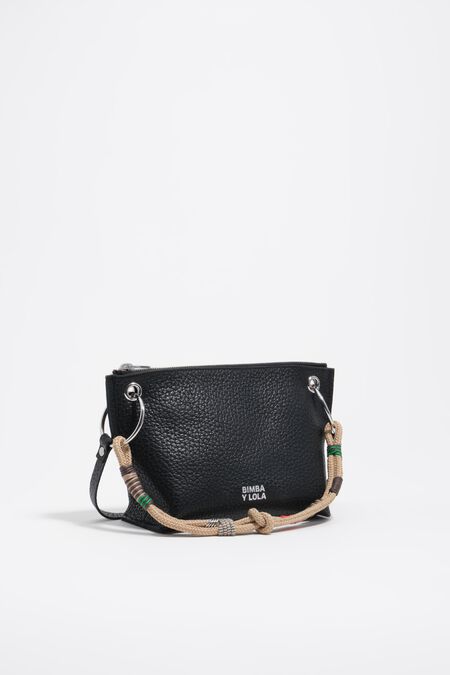 Bolso trapecio mediano piel negro