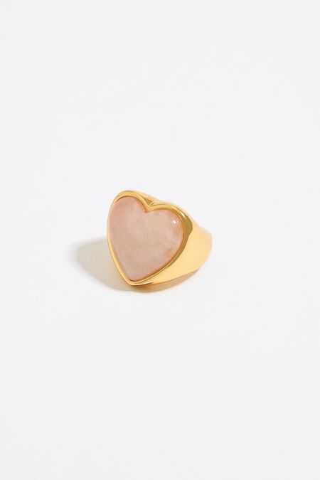 Anillo corazón piedra rosa