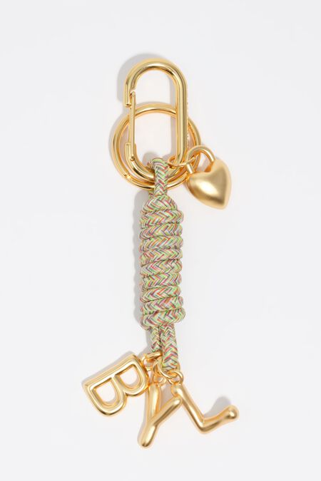 Green knotted rope key ring