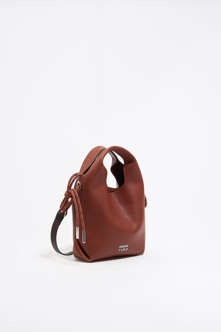 Chestnut leather mini Paper bag