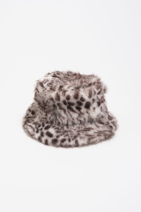 white leopard fur hat