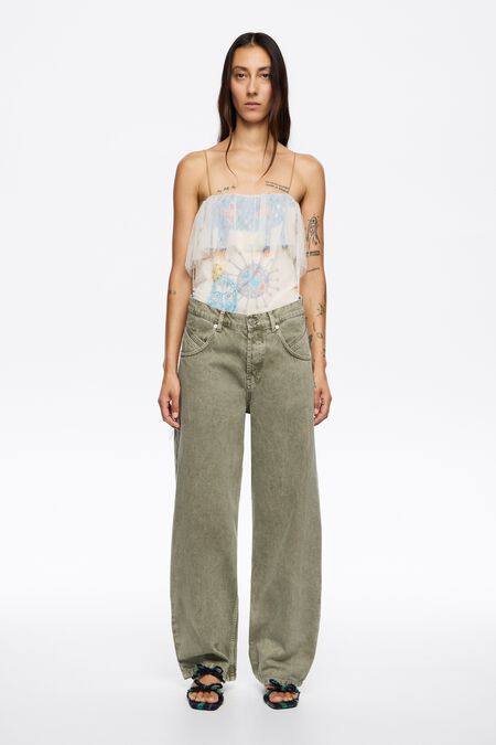 BARREL - Washed green denim jeans