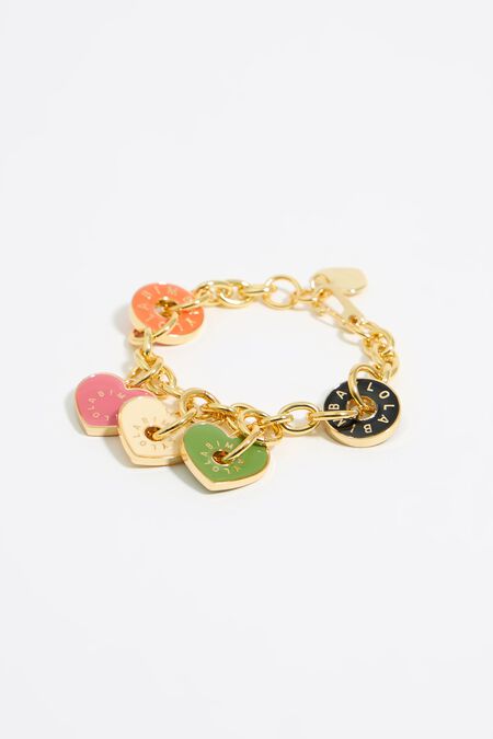 Heart logos gold chain bracelet
