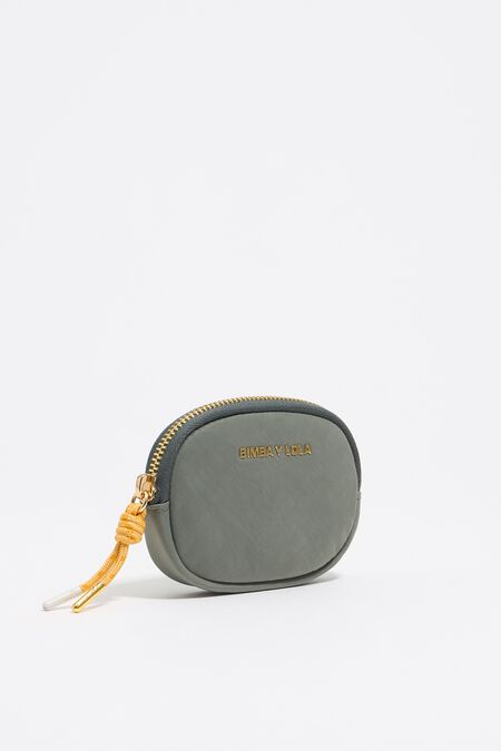 Green-gray nylon oval coin purse