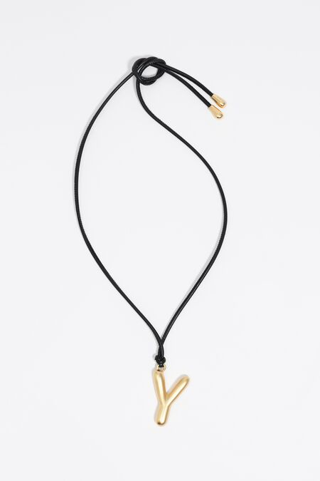 Matte gold letter Y cord necklace