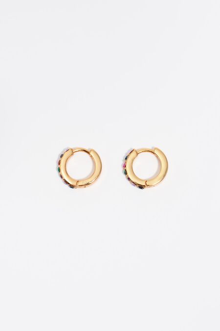 Gold mini hoop crystals earrings