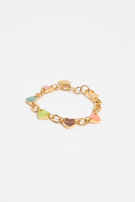 Heart logos gold chain bracelet