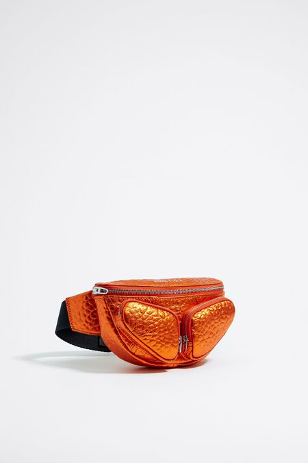 XS metallic orange leather Pocket bumbag