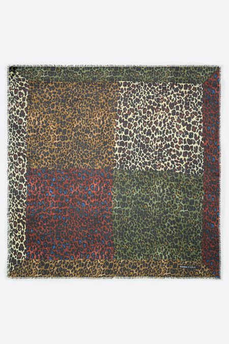 Patchwork animal print shawl