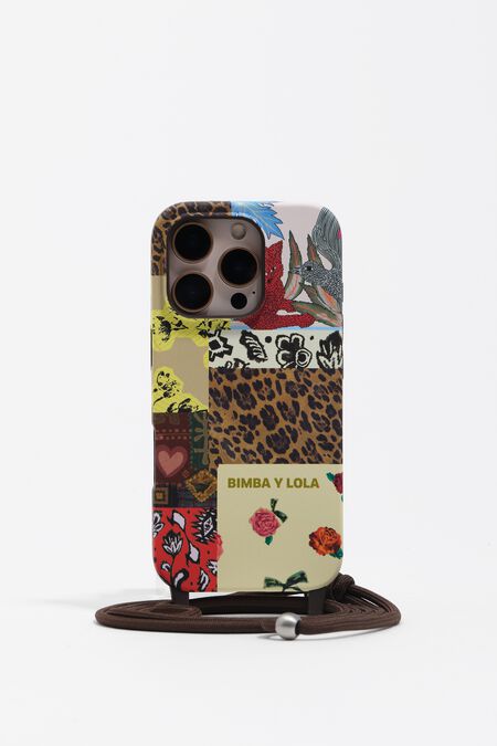 Patchwork iPhone 15 Pro rigid case with rope