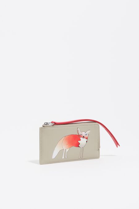 Stone leather Frío Peludo card holder/coin purse