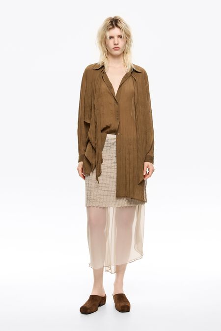 Sand overlay knit skirt