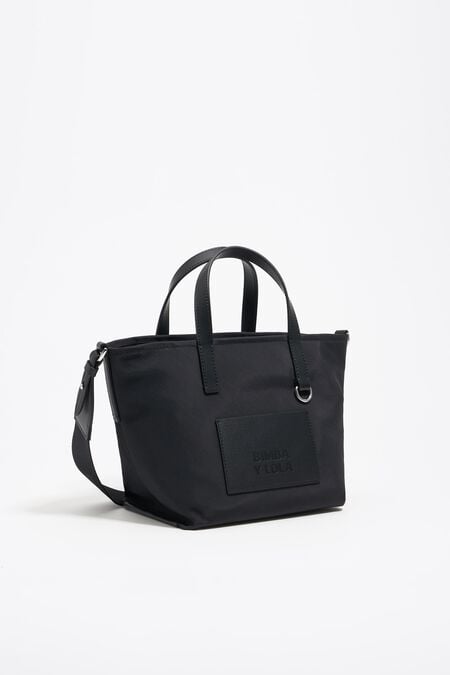 Small black nylon shopper bag