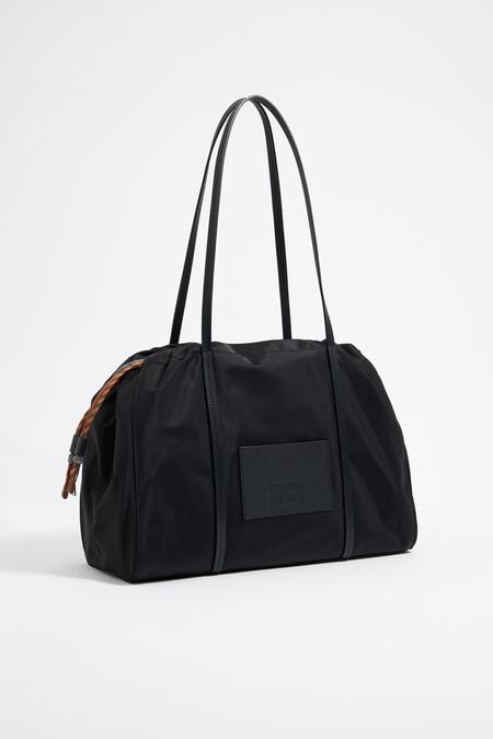 Large black nylon shopper bag