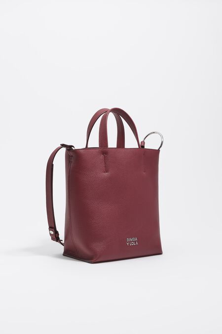 Medium burgundy leather shopper bag