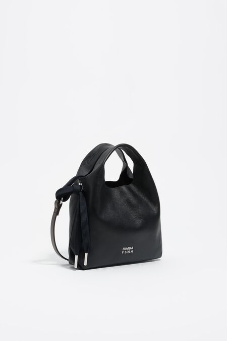 Black leather mini Paper bag