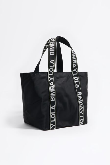 Black nylon maxi shopper bag