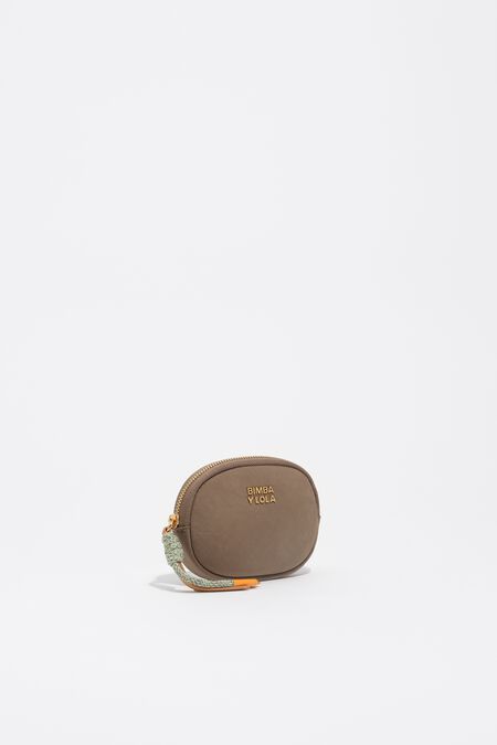 Khaki brown nylon coin purse