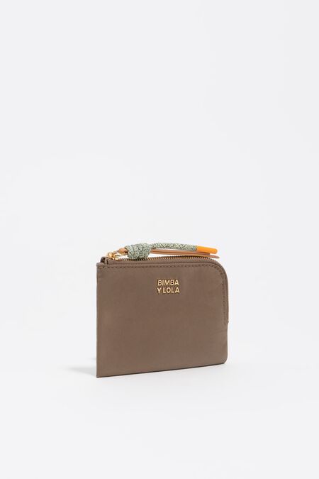 Khaki brown nylon coin purse