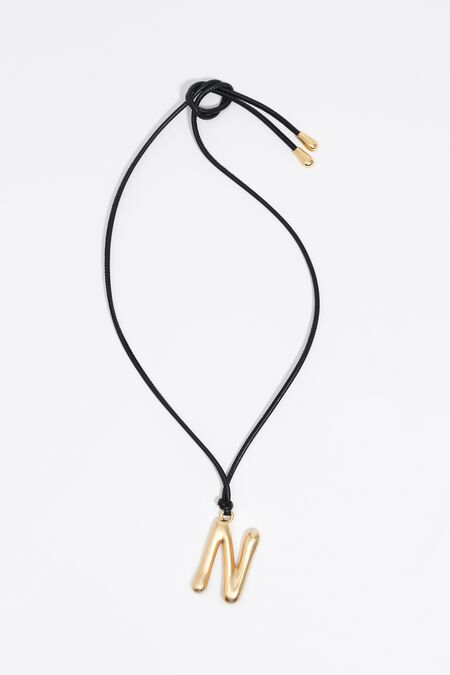 Matte gold letter N cord necklace