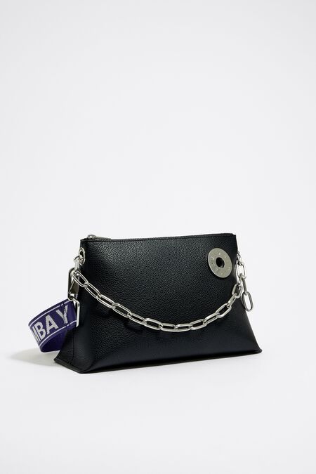 Bolso trapecio mediano piel negro