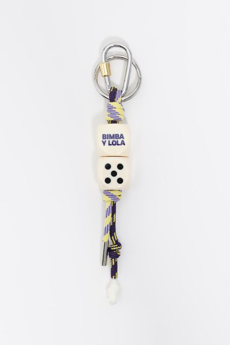 Resin and cord dice key ring