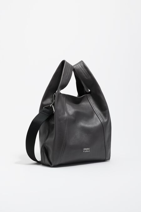 Medium gray leather Paper bag