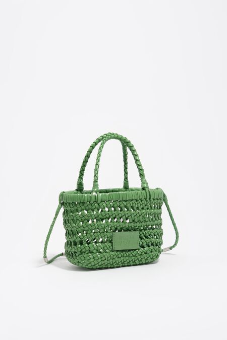 Bolso bandoleira trenzado mini pel esmeralda