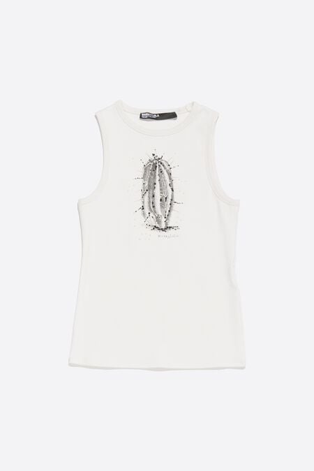 Camiseta logo abalorios blanca