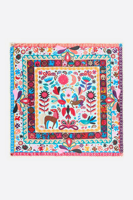Concentric frame animal and floral scarf