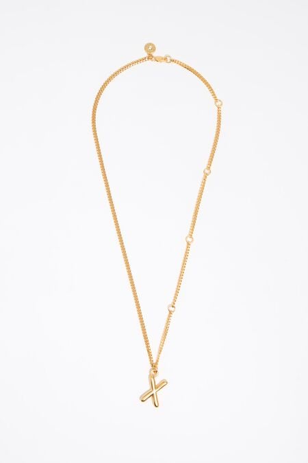 Gold letter X chain necklace