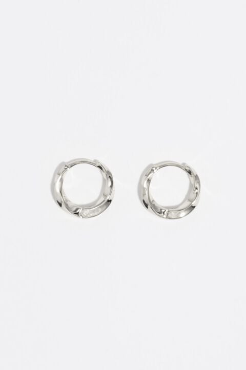 silver textured hoops