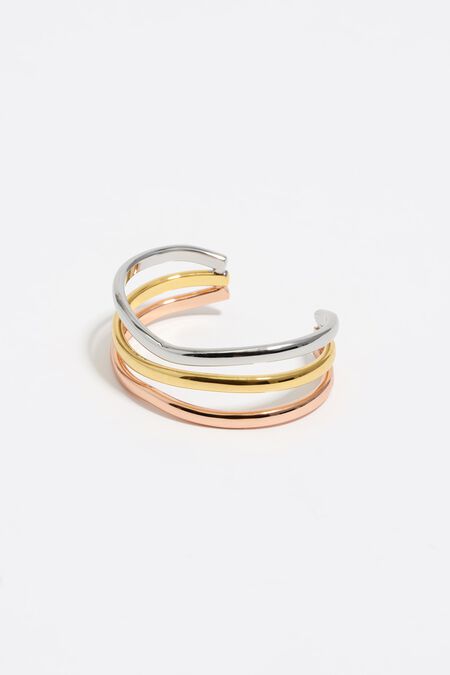 Three-tone bands rigid bracelet
