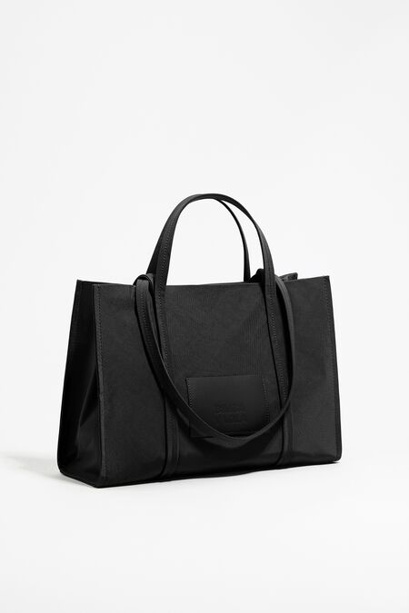 Large black nylon shopper bag