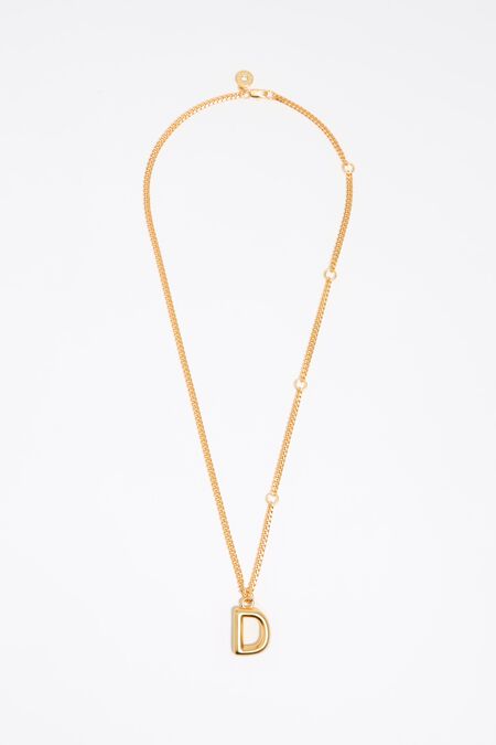 Gold letter D chain necklace