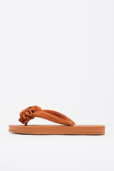Orange crochet flower flip-flop