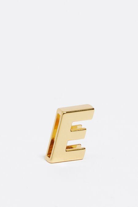 Letter E charm golden metal