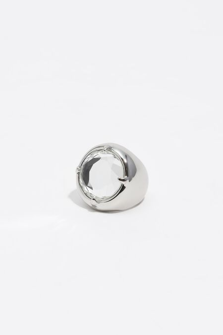Silver crystal ring
